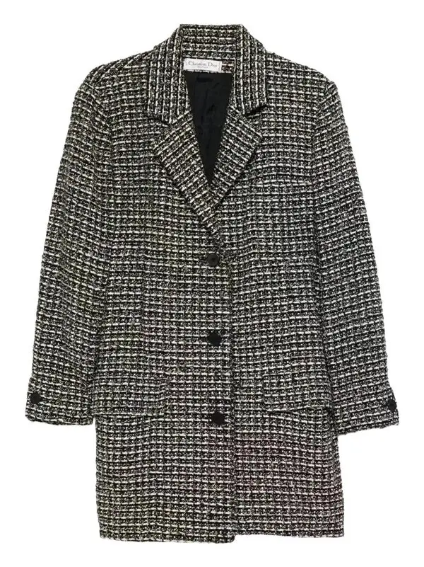 Dior 1990s Tweed Coat - Black