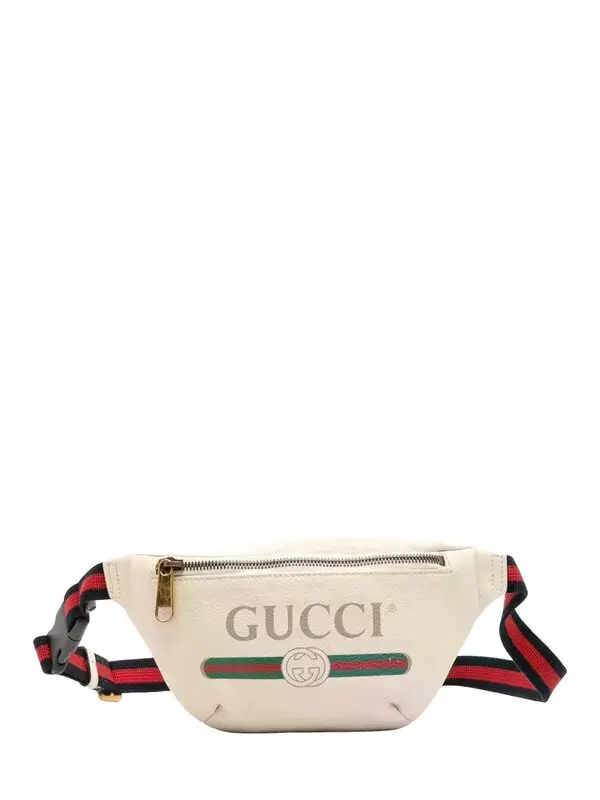Gucci Leather Logo Belt Bag - White