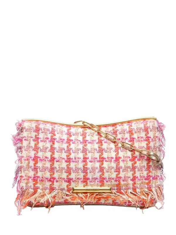Miu Miu Pre-owned Houndstooth Fringed Shoulder Bag - Pink