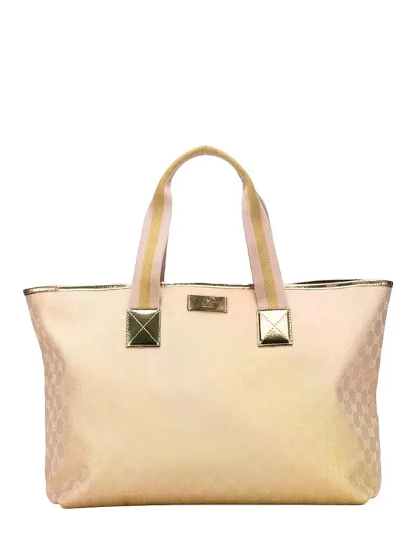 Gucci Gg Canvas Web Tote Bag - Gold