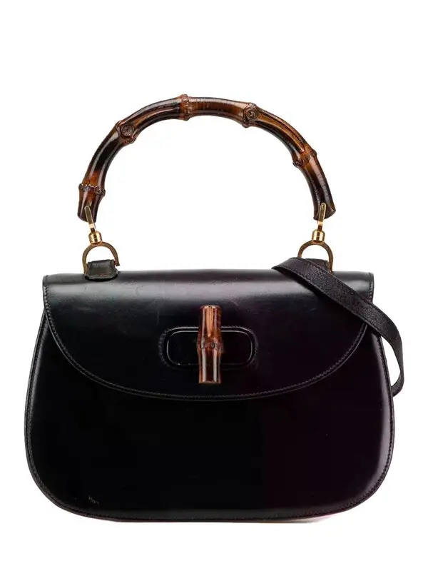 Gucci 20th Century Calfskin Bamboo Night Handbag - Black