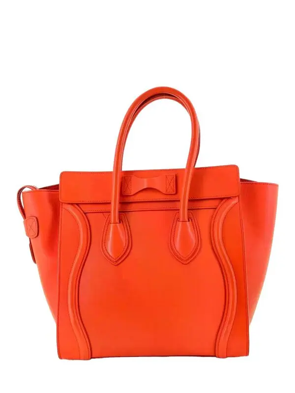 Celine Luggage Smooth Leather Micro Tote Bag - Orange