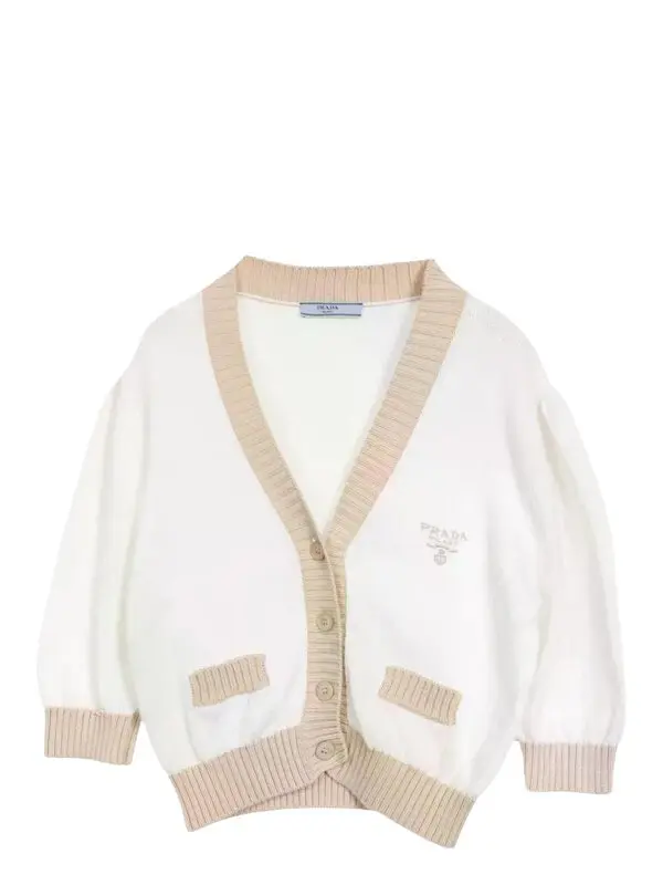 Prada 2010s Ribbed Cotton Cardigan - White