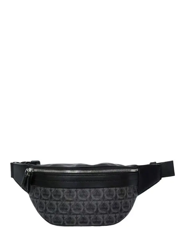 FERRAGAMO Gancini-pattern Belt Bag - Black