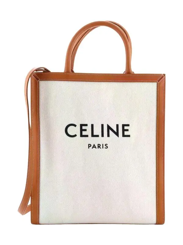 Celine Vertical Cabas Canvas Small Tote Bag - Brown