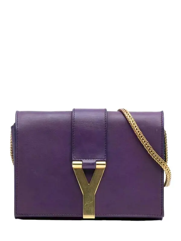 Saint Laurent Mini Leather Chyc Ligne Crossbody Bag - Purple