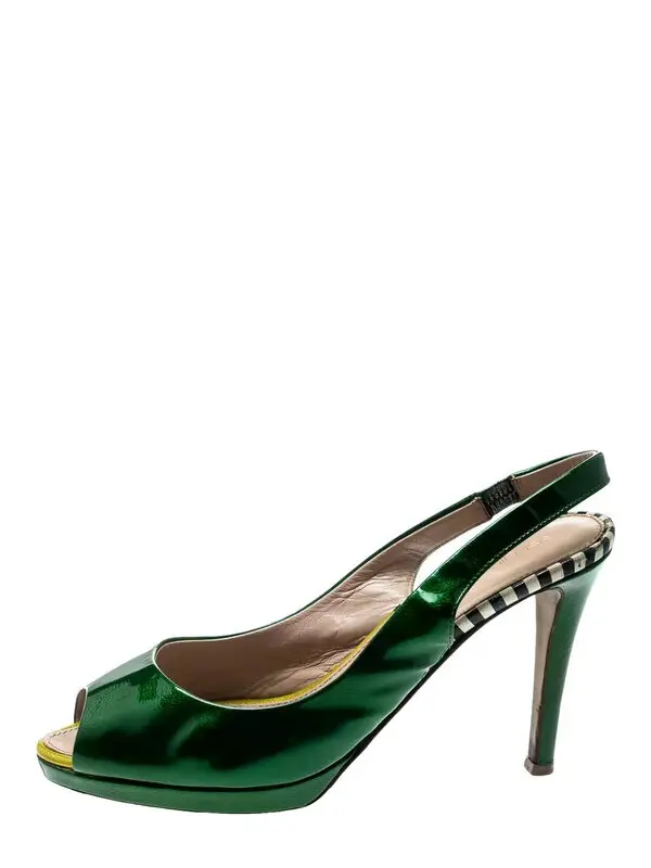 SERGIO ROSSI Vintage 95mm Patent-leather Slingback Pumps - Green