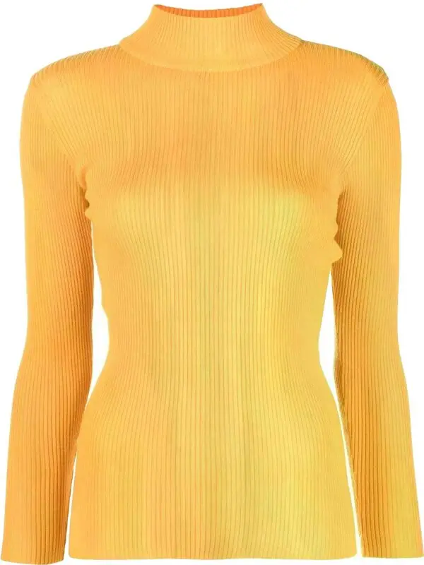 Saint Laurent 1970s Mock Neck Ribbed Jumper - Yellow