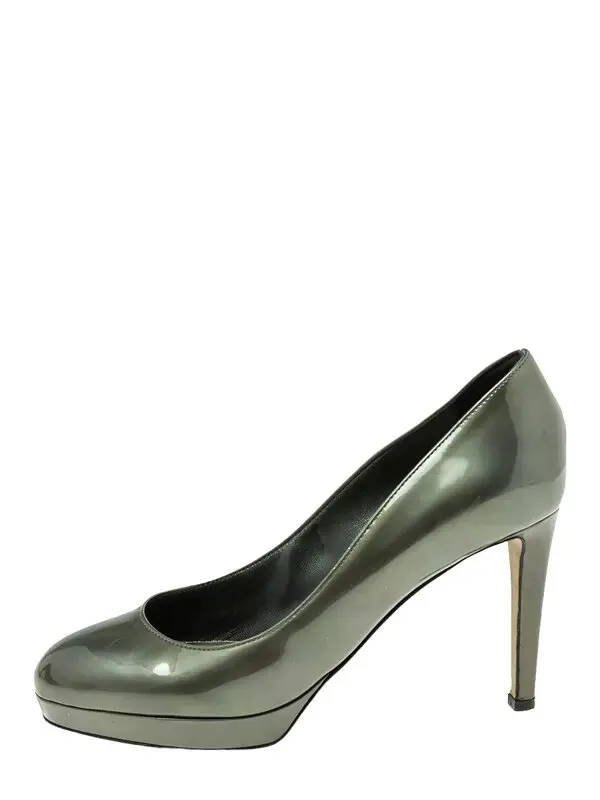 SERGIO ROSSI 90mm Patent Leather Platform Pumps - Green