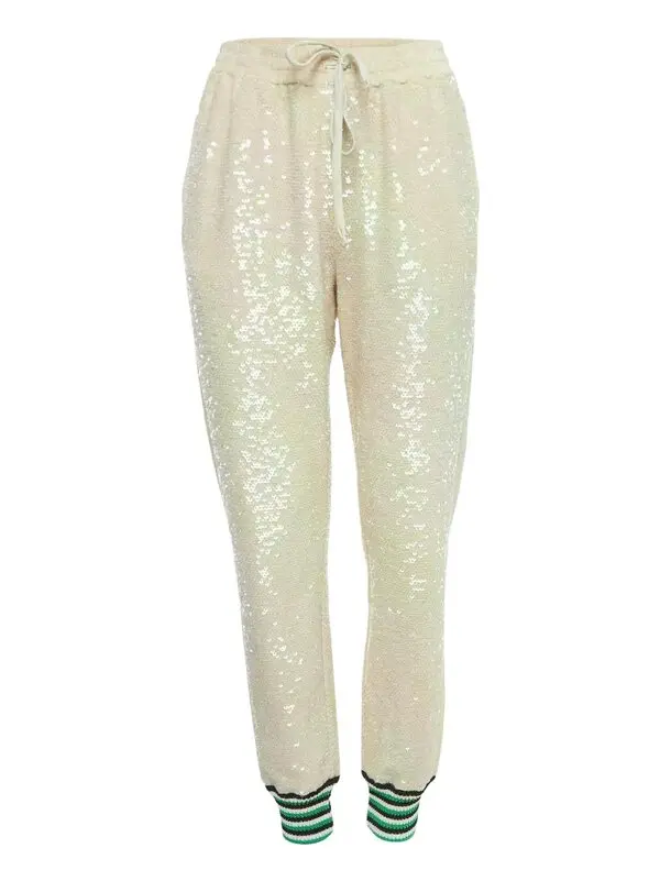 Gucci Sequin Embellished Drawstring Trousers - Neutrals