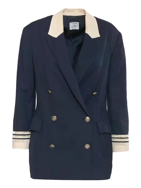 Vintage Striped Wool Blazer - Blue