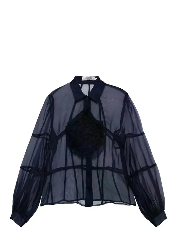 Valentino Garavani Sheer Appliqué Shirt - Blue