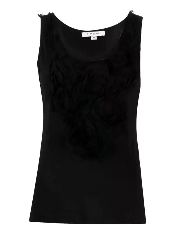 Givenchy 2000s Ruffled-detail Tank Top - Black
