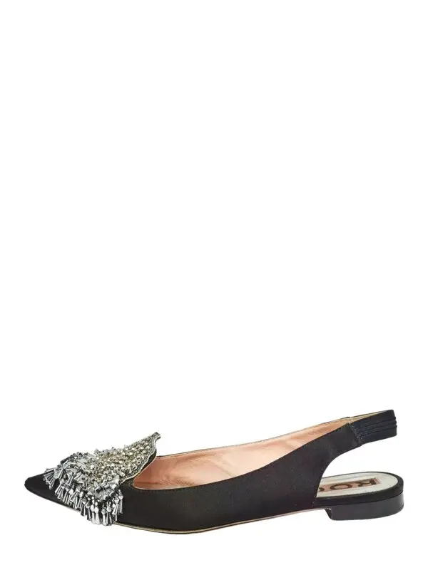 Rochas Vintage Beaded Slingback Ballet Flats - Black
