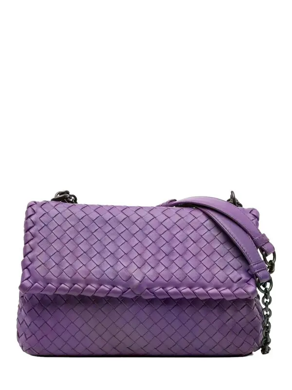 Bottega Veneta Small Nappa Intrecciato Olimpia Crossbody Bag - Purple