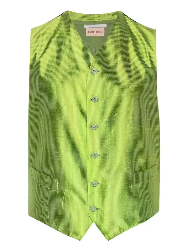 ROMEO GIGLI 1990s Striped Silk Vest - Green