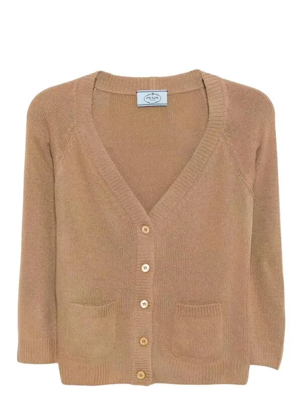 Prada Cropped Wool-blend Cardigan - Neutrals
