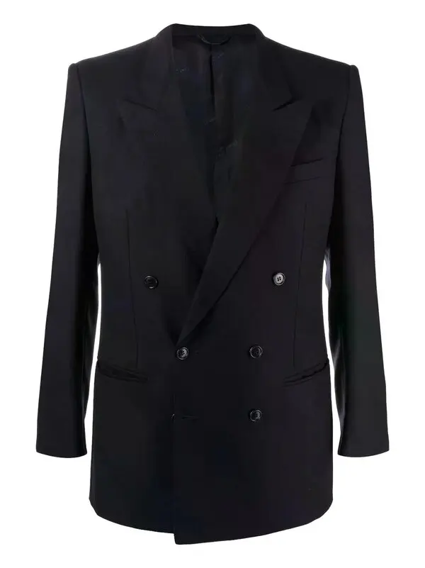 Pierre Cardin 1990s Peak Lapels Double-breasted Blazer - Blue