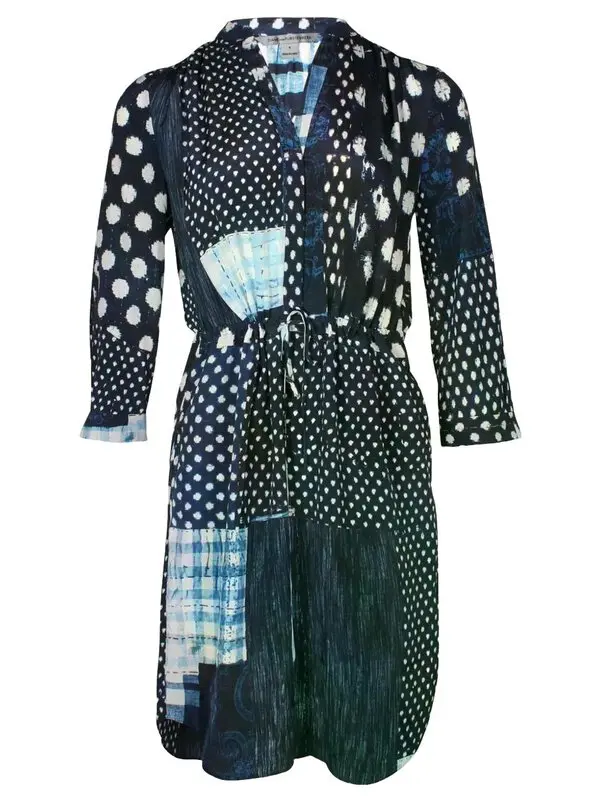 Diane Von Furstenberg Polka-dot Patchwork Mini Dress - Blue