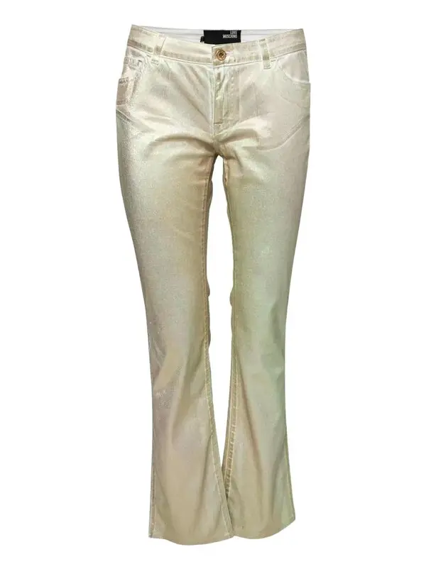 Moschino Foil-print Straight Leg Jeans - Yellow