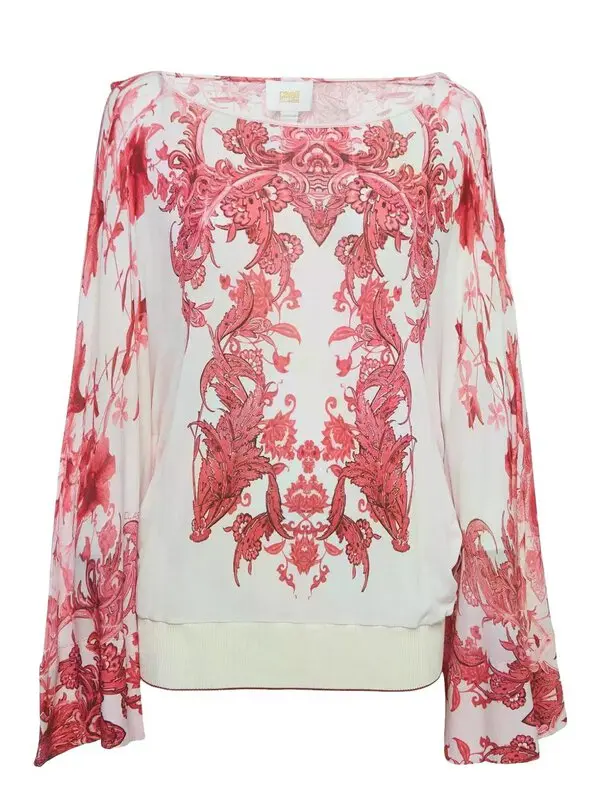 Roberto Cavalli Floral-print Bell-sleeves Blouse - Pink