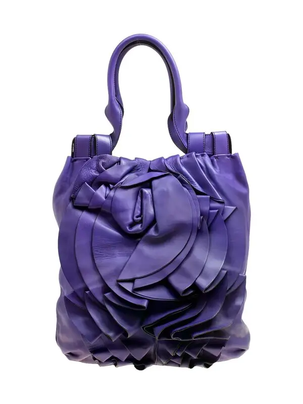Valentino Garavani Petale Leather Tote Bag - Purple