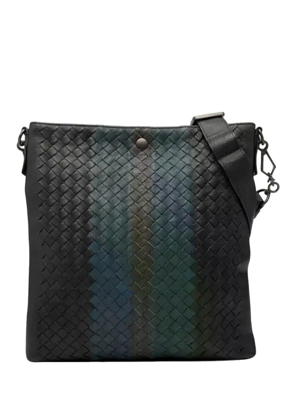 Bottega Veneta Tricolor Intrecciato Crossbody Bag - Black