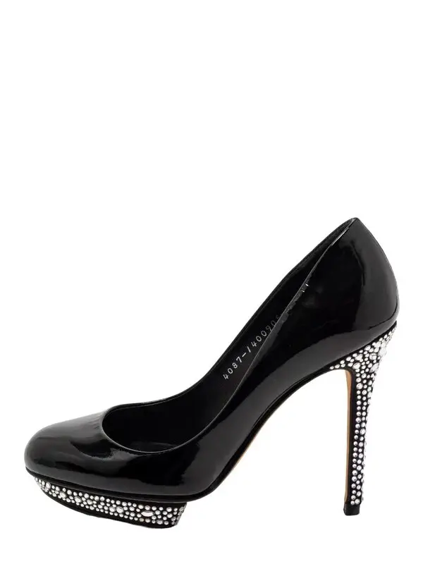 GINA 110mm Rhinestone-embellished Platform Pumps - Black