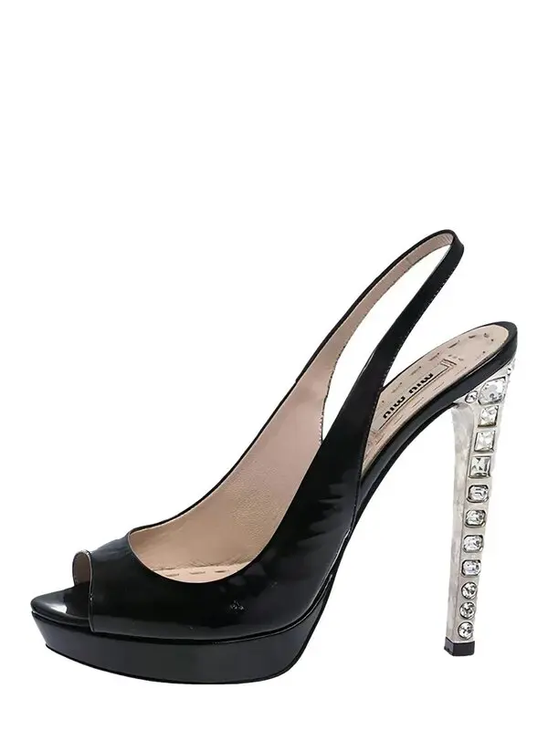 Miu Miu 130mm Crystal-embellished Leather Sandals - Black