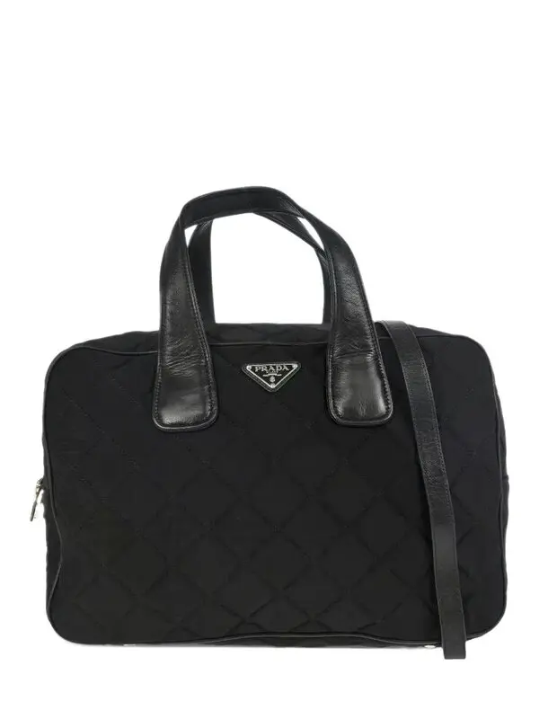 Prada 2010s Logo-plaque Two-way Tote Bag - Black