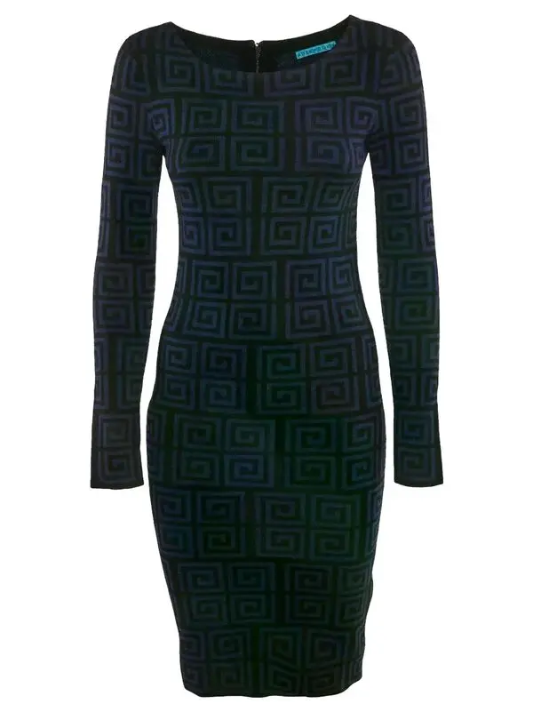 Alice + Olivia Geometric-pattern Merino-wool Dress - Blue