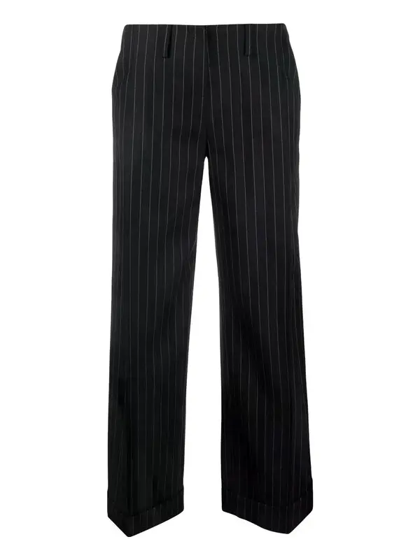 Dior 1990s Pinstripe Wide Leg Trousers - Black
