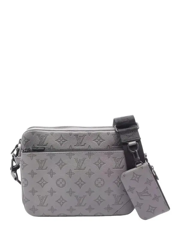 LOUIS VUITTON Monogram Shadow Trio Messenger Crossbody Bag - Grey