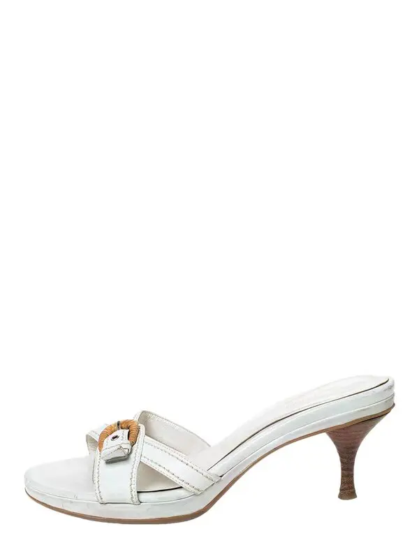 SERGIO ROSSI 70mm Leather Heeled Sandals - White