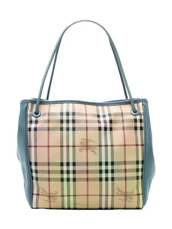 Burberry Leather Trimmed Haymarket Check Canterbury Tote Bag - Brown