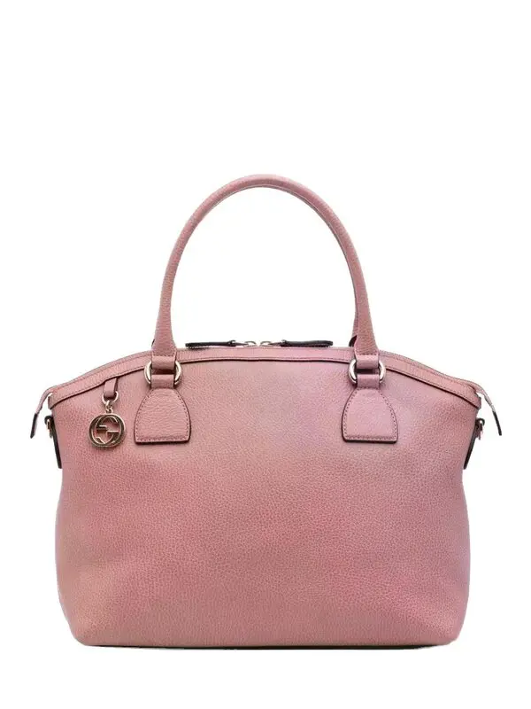 Gucci Medium Leather Gg Charm Dome Satchel - Pink