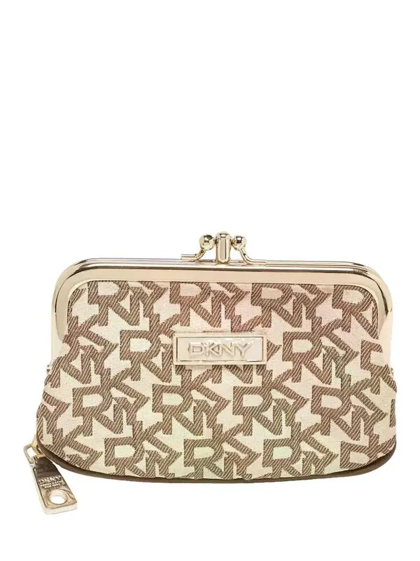 Dkny Logo-jacquard Clutch Bag - Neutrals