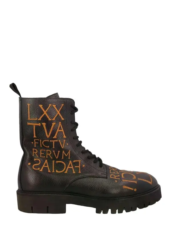 Moschino 40mm Lettering-embroidered Leather Boots - Black