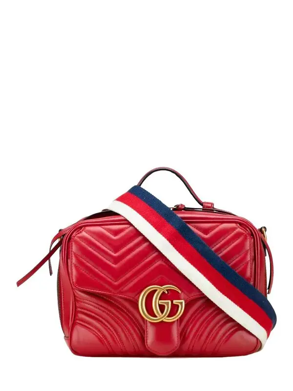 Gucci Gg Marmont Matelassé Leather Sylvie Top Handle Satchel - Red