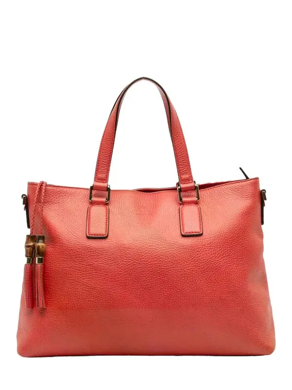 Gucci Leather Bamboo Tassel Satchel - Red