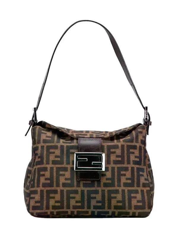 Fendi 2000-2010 Zucca Canvas Double Flap Shoulder Bag - Brown
