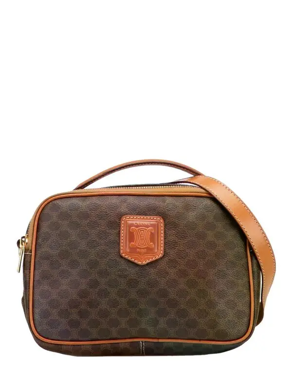 Celine 1996 Macadam Coated Canvas Satchel - Brown