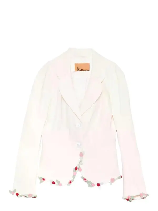 John Galliano 2000s Flower-trim Jacket - White
