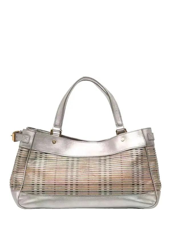 Burberry Haymarket Check Ravensdon Handbag - Silver