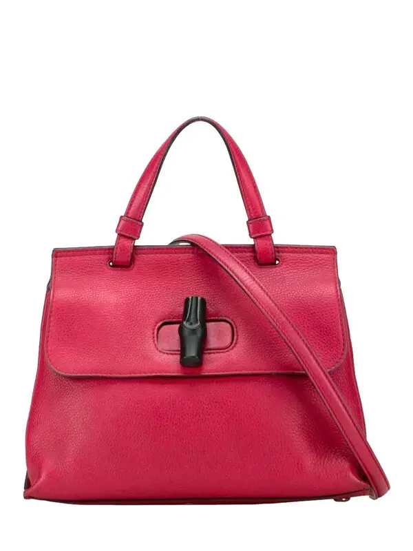 Gucci Leather Bamboo Daily Satchel - Red