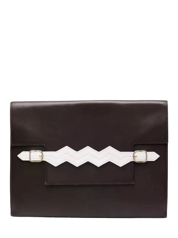 Hermès 1984 Appliqué Hand Strap Clutch - Brown