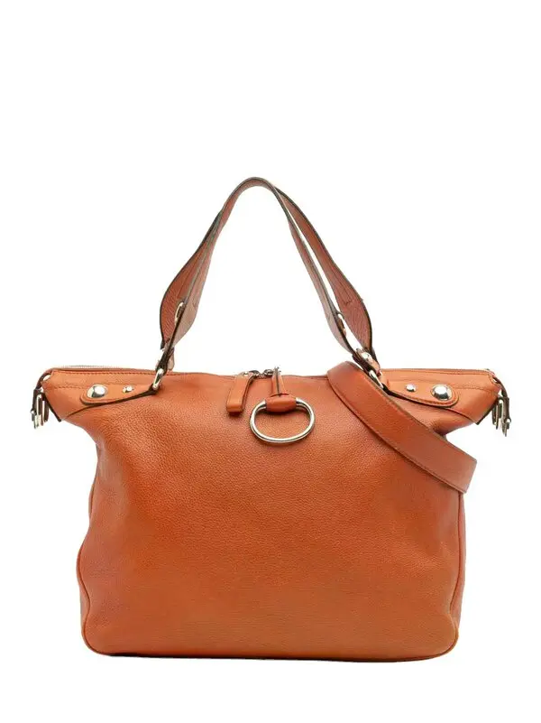 Gucci Pebbled Calfskin Icon Bit Satchel - Orange