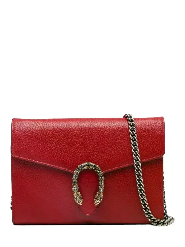 Gucci 2016-2025 Leather Dionysus Wallet On Chain - Red