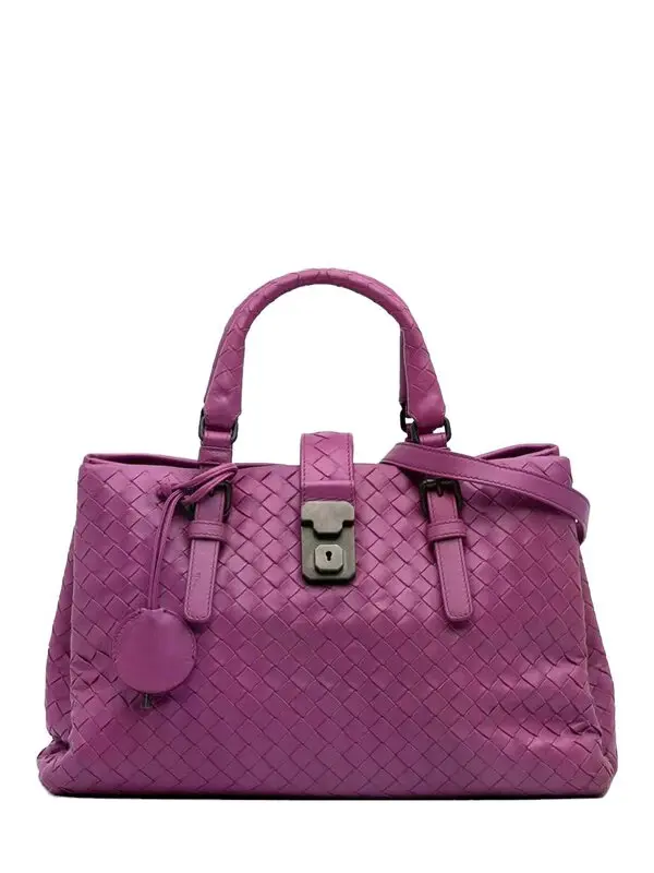 Bottega Veneta Small Nappa Intrecciato Roma Satchel - Purple