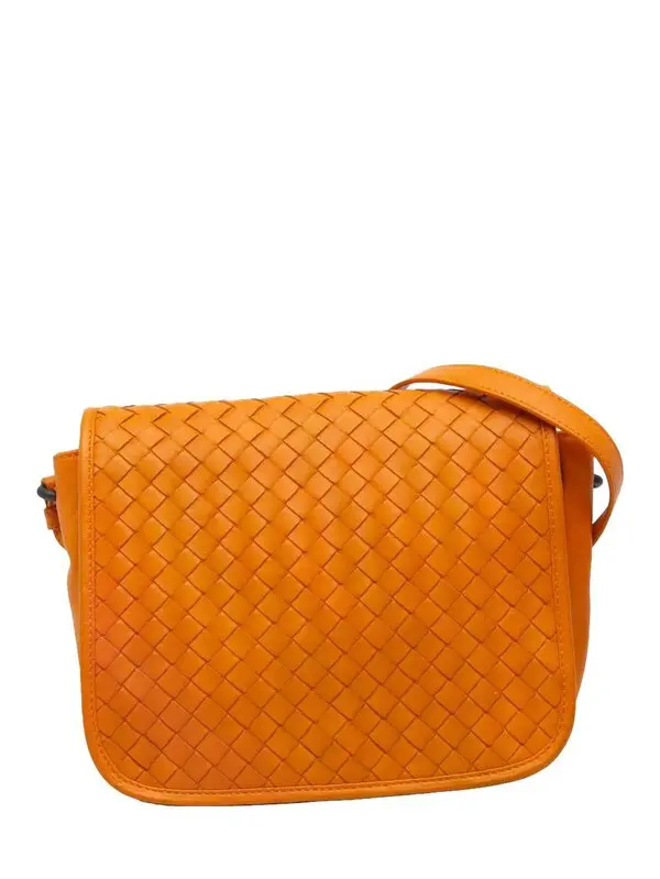 Bottega Veneta Nappa Intrecciato Flap Crossbody Bag - Orange
